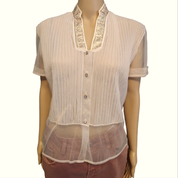 Symphony | Tops | Vintage Symphony Clothing Sheer Womens Blouse Size ...